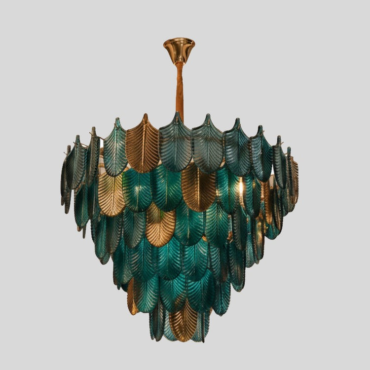 Green Murano Glass Leaf Chandelier- The Bella Luce